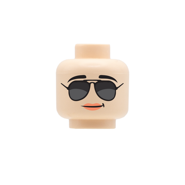Aviator Sunglasses Lipstick Smirk - LEGO Minifigure Head – Minifigs.me