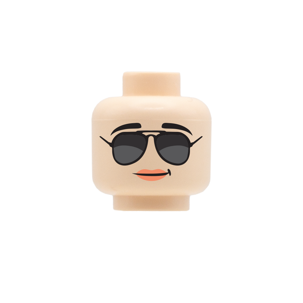 Aviator Sunglasses Lipstick Smirk - LEGO Minifigure Head – Minifigs.me