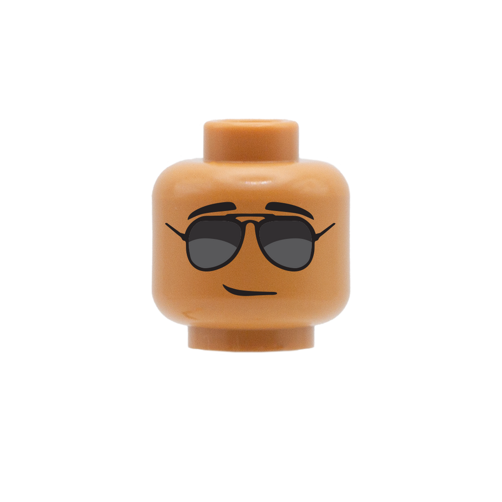 Aviator Sunglasses Smirk - LEGO Minifigure Head – Minifigs.me