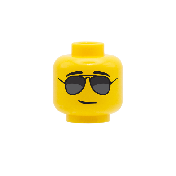 Aviator Sunglasses Smirk - LEGO Minifigure Head – Minifigs.me