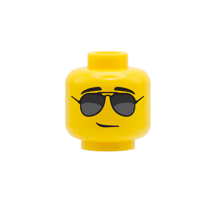 Aviator Sunglasses Smirk - LEGO Minifigure Head – Minifigs.me