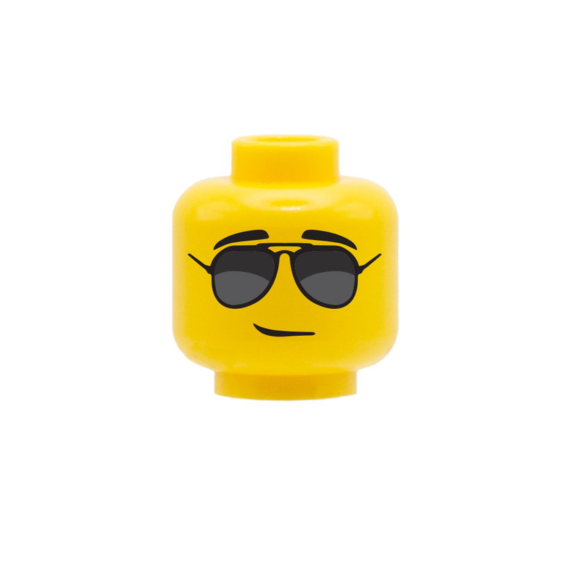 Aviator Sunglasses Smirk - LEGO Minifigure Head – Minifigs.me