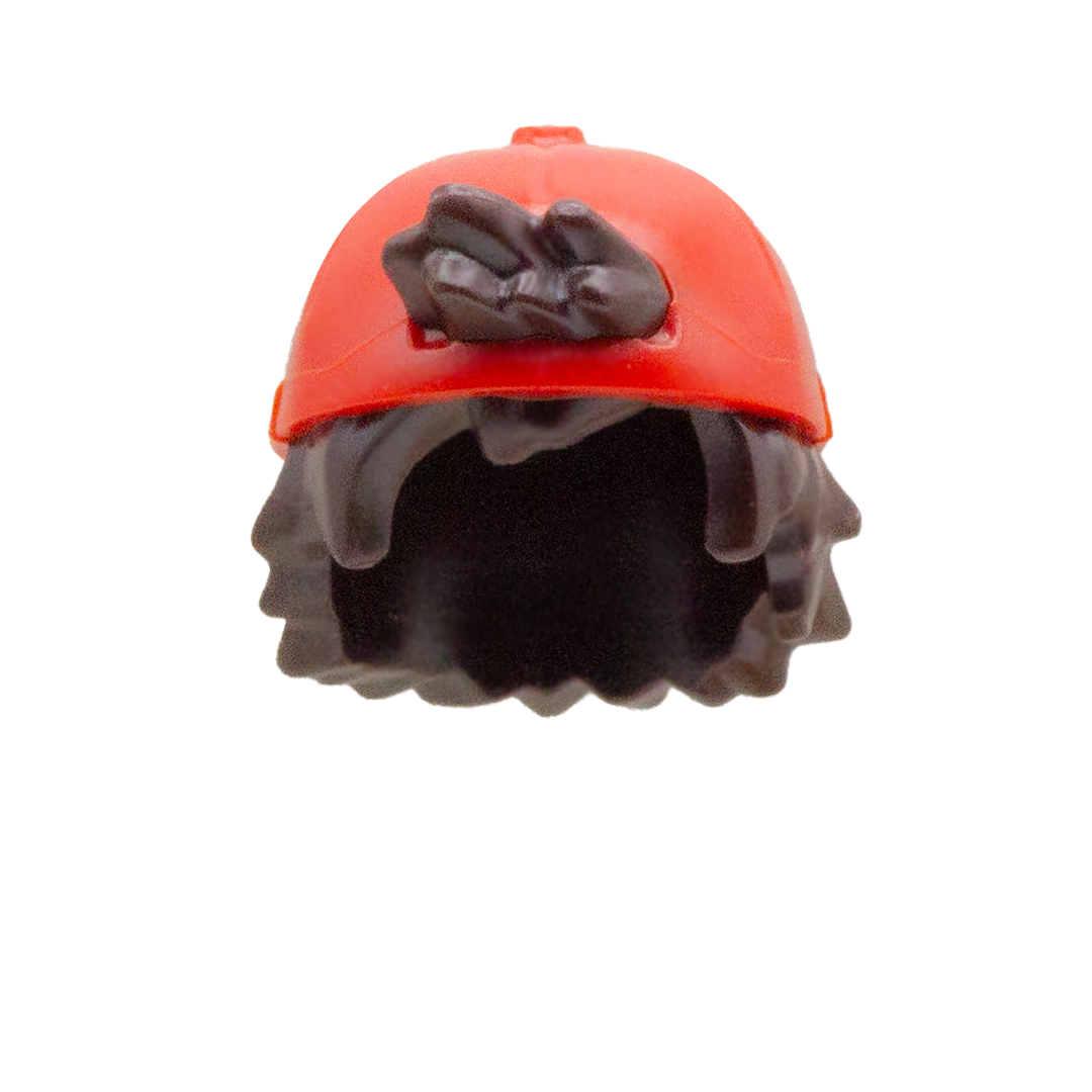 Backwards LEGO Cap with Dark Brown Hair - Minifigure Hat – Minifigs.me