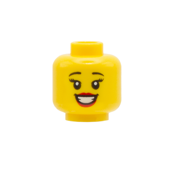 Big Grin / Raised Closed Smile with Red Lipstick - LEGO Minifigure Hea ...