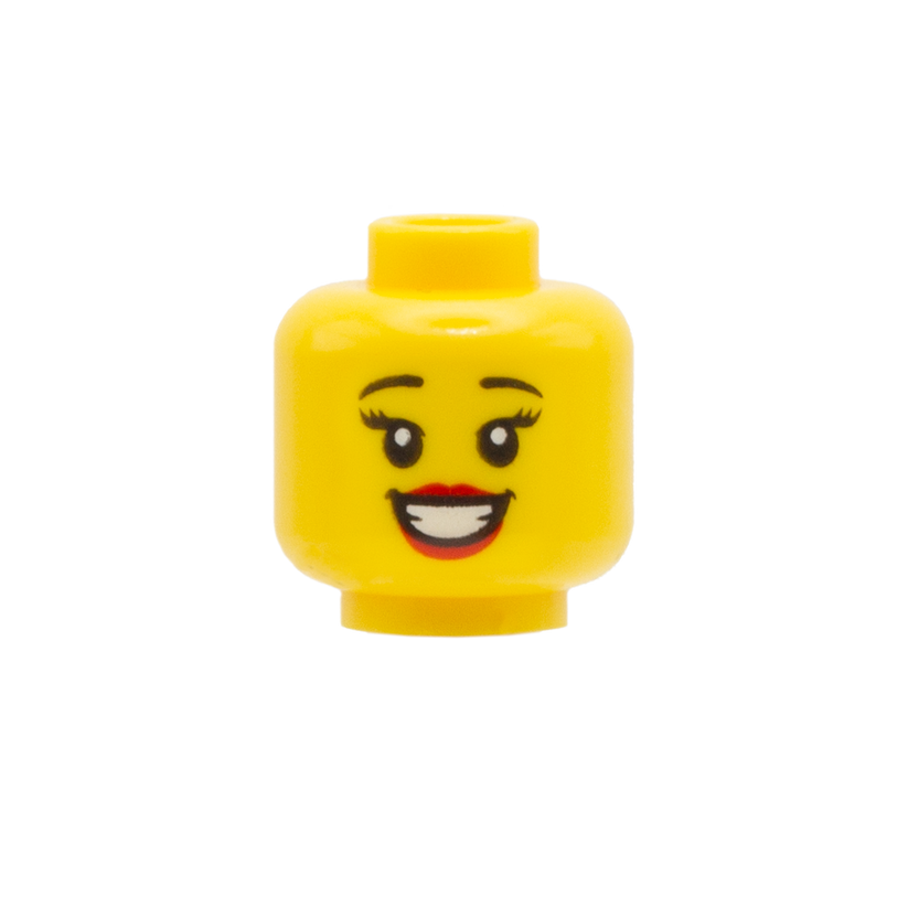 Big Grin / Raised Closed Smile with Red Lipstick - LEGO Minifigure Hea ...