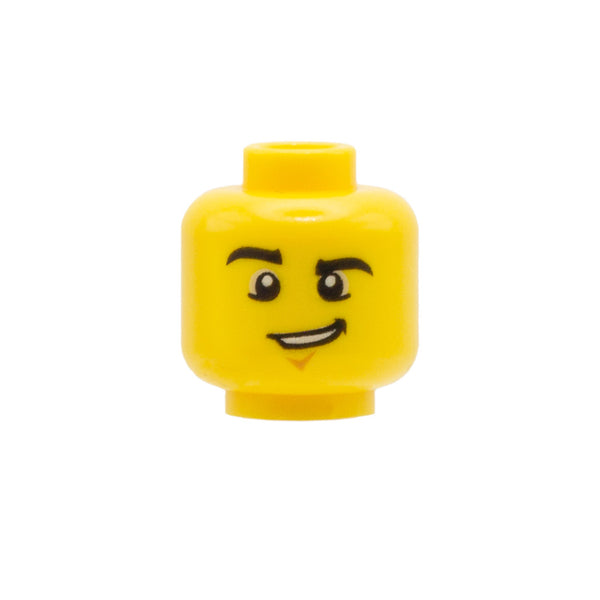 Cheeky Grin, Raised Eyebrow - LEGO Minifigure Head – Minifigs.me