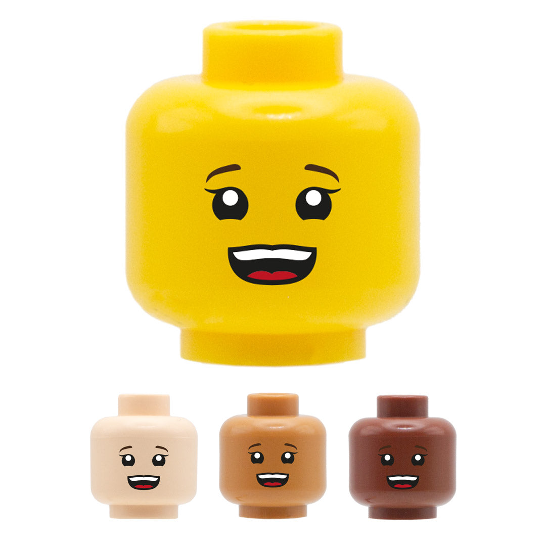 Child Head with Open Smile and Eyelashes - Custom Printed Minifigure H ...