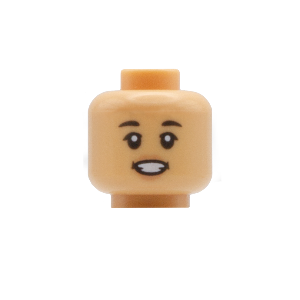 Gritted Grin / Knowing Smile with Black Eyebrows (Medium Tan) - LEGO M ...