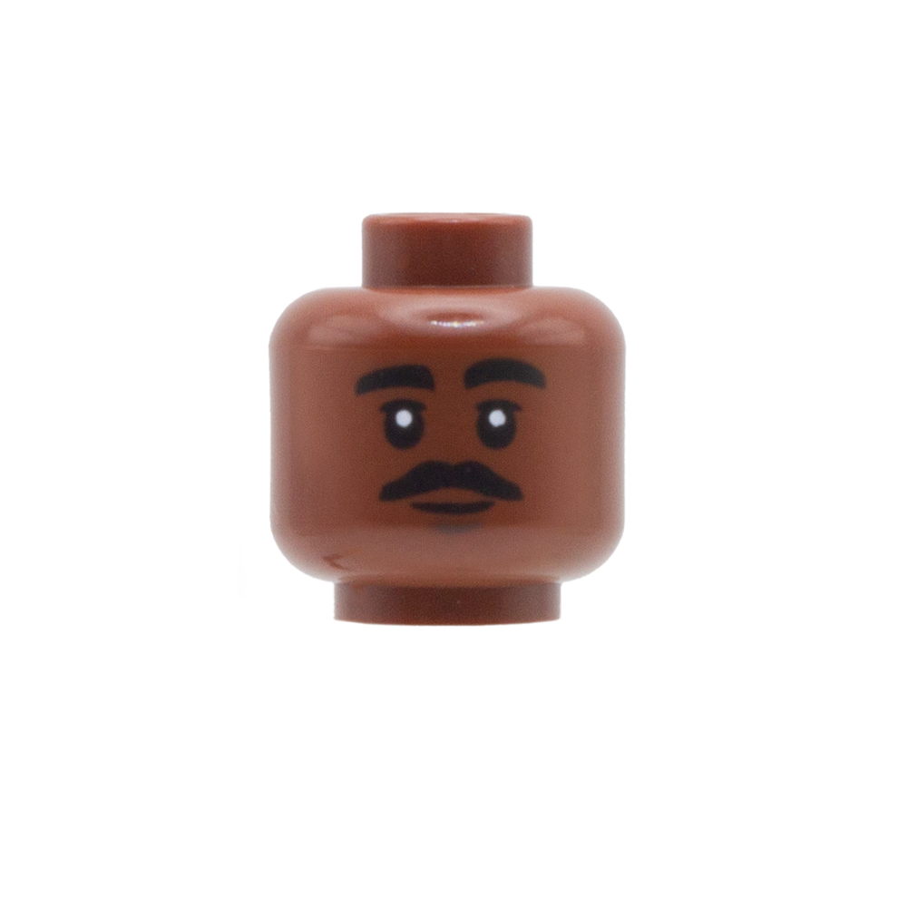 Moustache with Thick Eyebrows (Dark Flesh Head) - LEGO Minifigure Head ...
