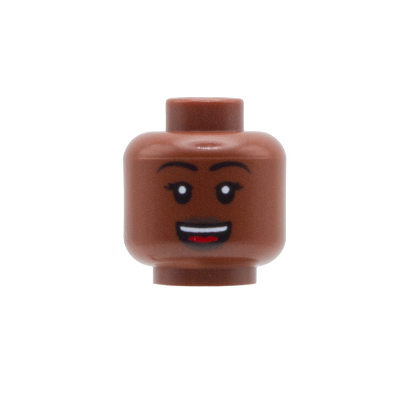 Open Mouth Smile with Eyelashes (Dark Skin Tone) - LEGO Minifigure Hea ...