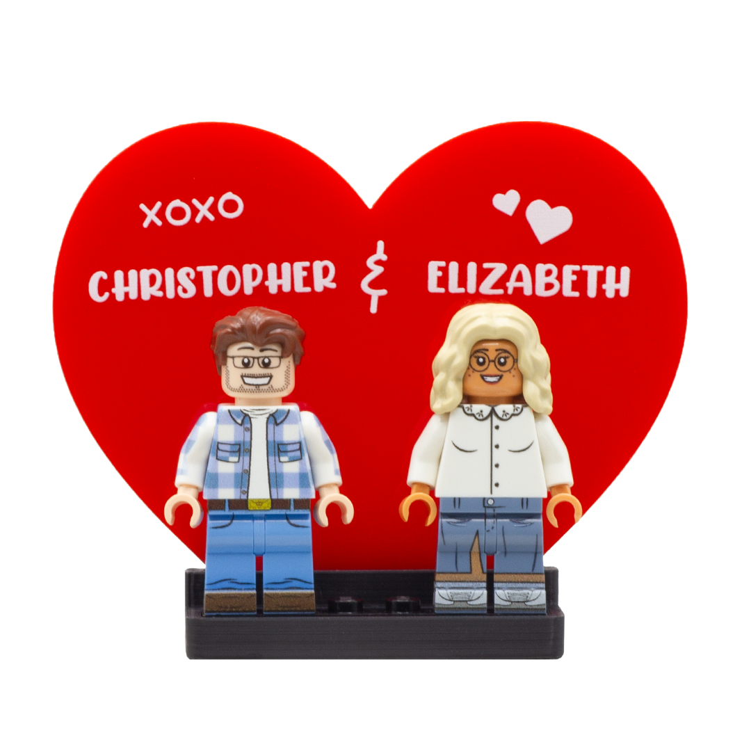 Personalised Heart Couples Display - Laser Cut Display with LEGO Stud ...