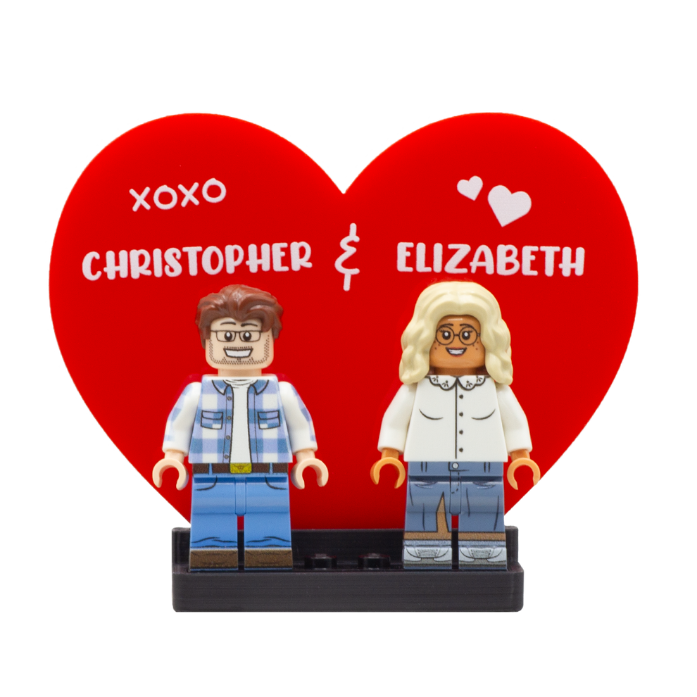 Personalised Heart Couples Display - Laser Cut Display with LEGO Stud ...