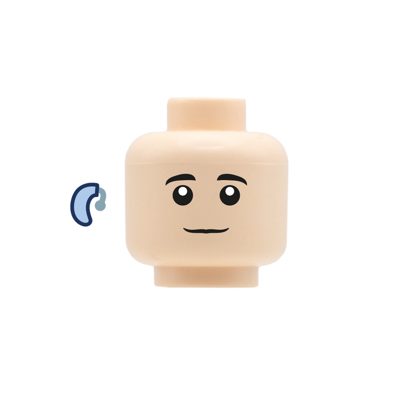 Regular Closed Smile with Hearing Aid - Custom Design Minifigure Head ...