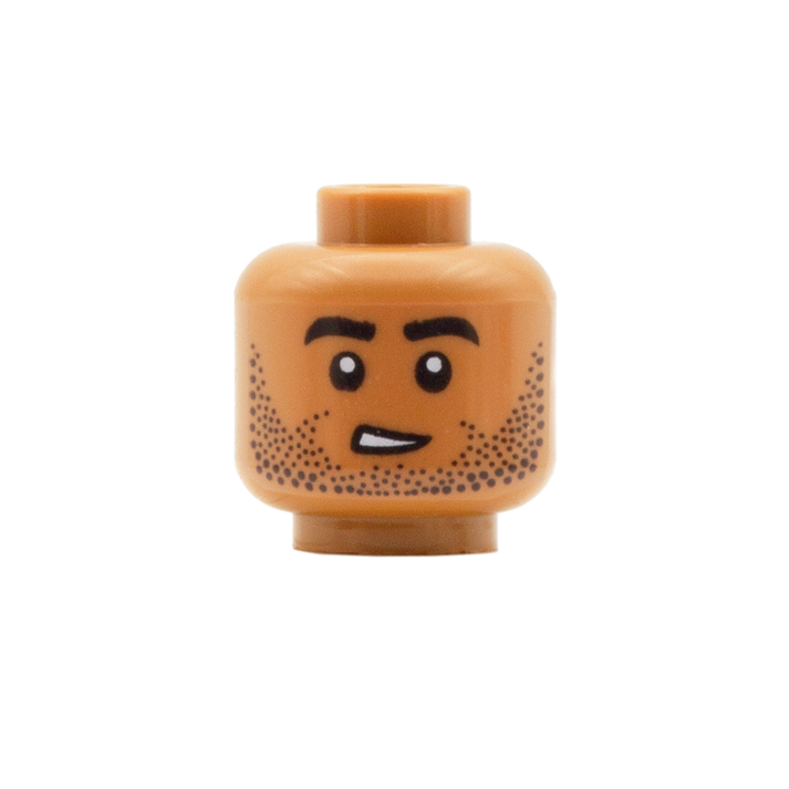 Stubble with Smirk / Unsure Expression - LEGO Minifigure Head - Medium ...