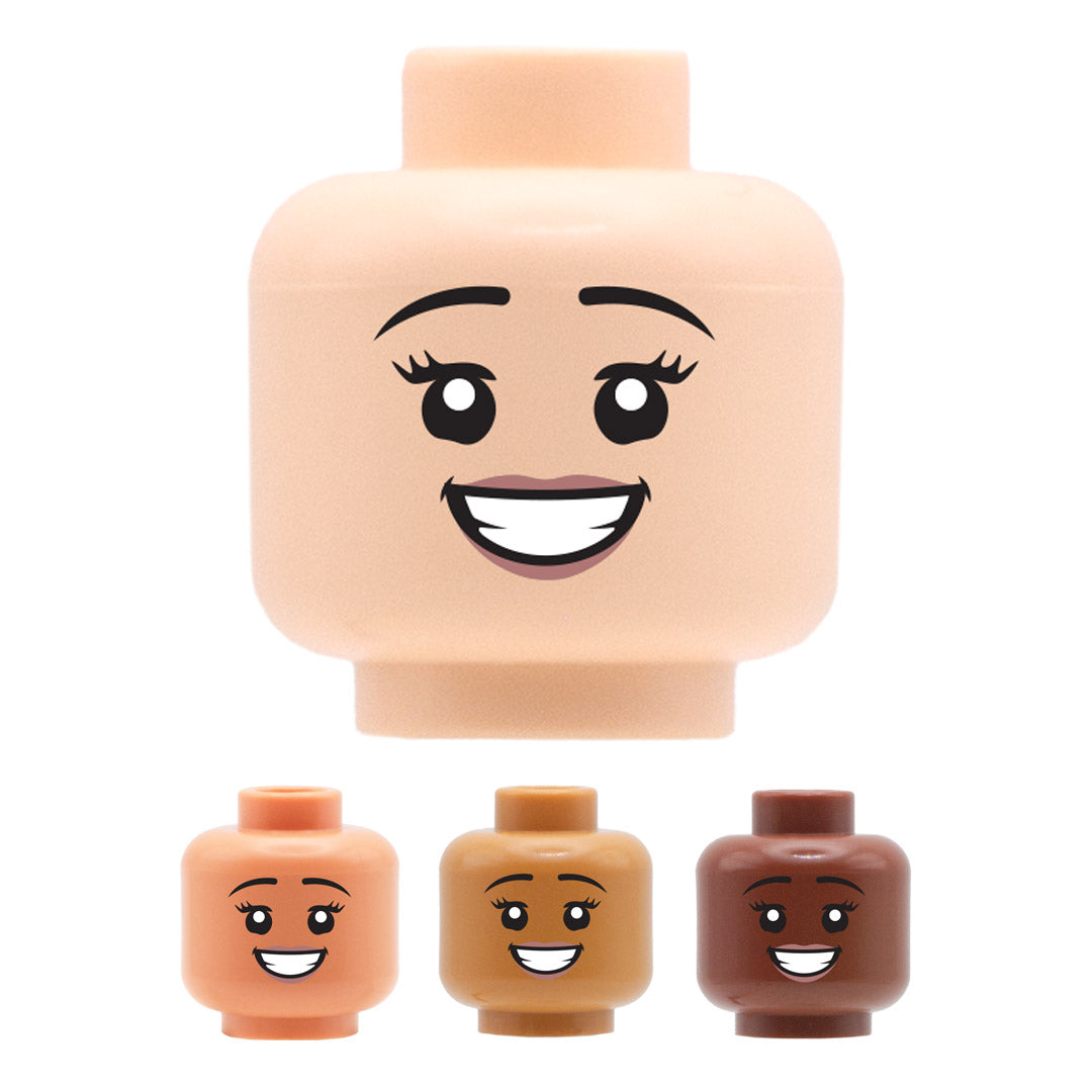Teethy Smile with Flicked Eyelashes - Custom Printed Minifigure Head ...