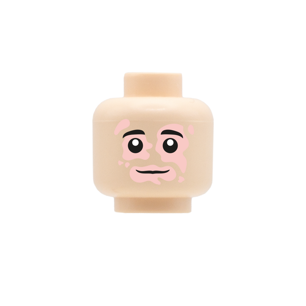 Vitiligo Head with Regular Closed Smile - Custom Printed Minifigure He ...