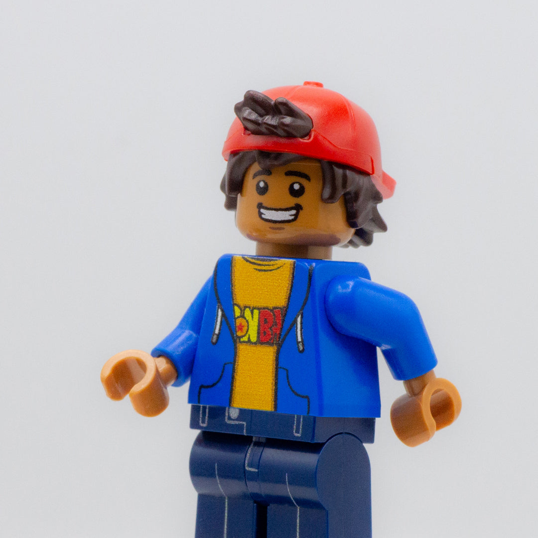 Backwards LEGO Cap with Dark Brown Hair - Minifigure Hat – Minifigs.me