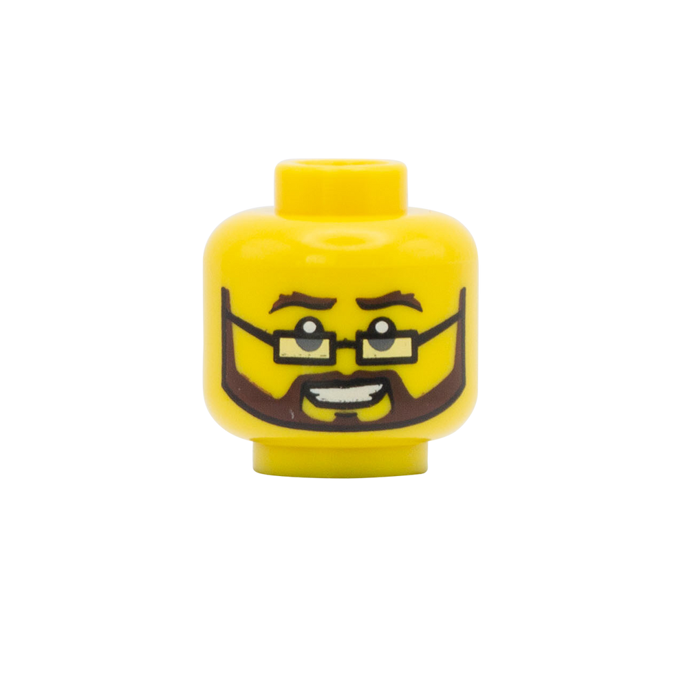 Dark Brown Beard, Square Glasses - LEGO Minifigure Head – Minifigs.me