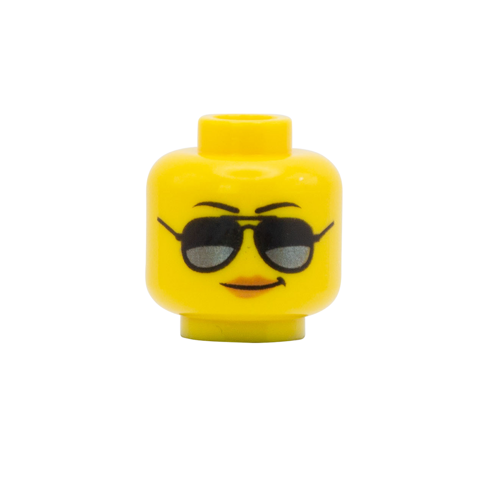 Aviator Sunglasses Lipstick Smile - LEGO Minifigure Head – Minifigs.me