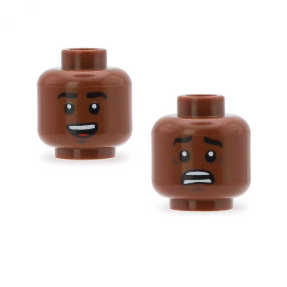 Open Toothy Grin / Shocked (Dark Skin Tone, Double Sided) - LEGO Minif ...
