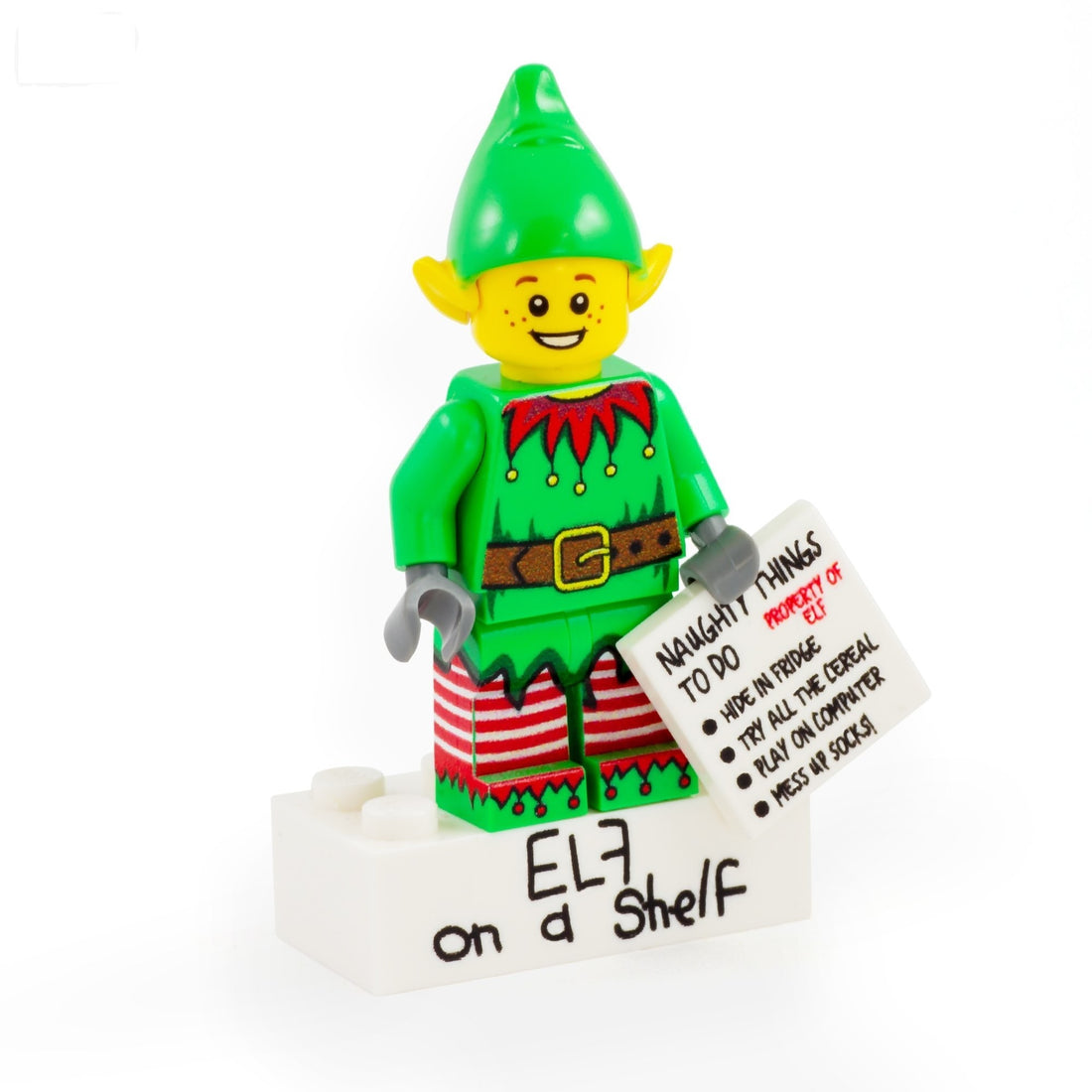 Christmas Elf on a Shelf - Custom Design Minfigure – Minifigs.me