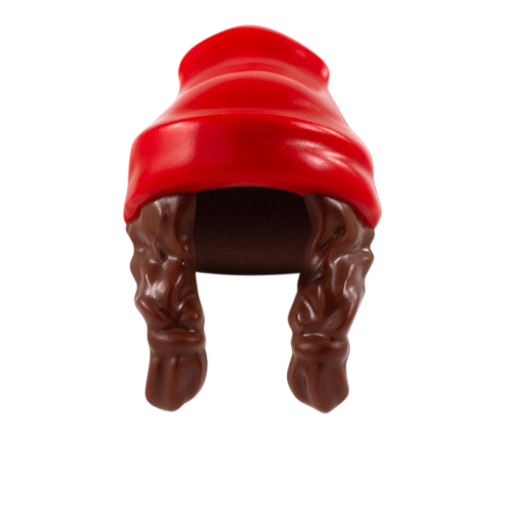 Brown Plaited Pigtails with Red Slouchy Hat - LEGO Minifigure Hair and ...